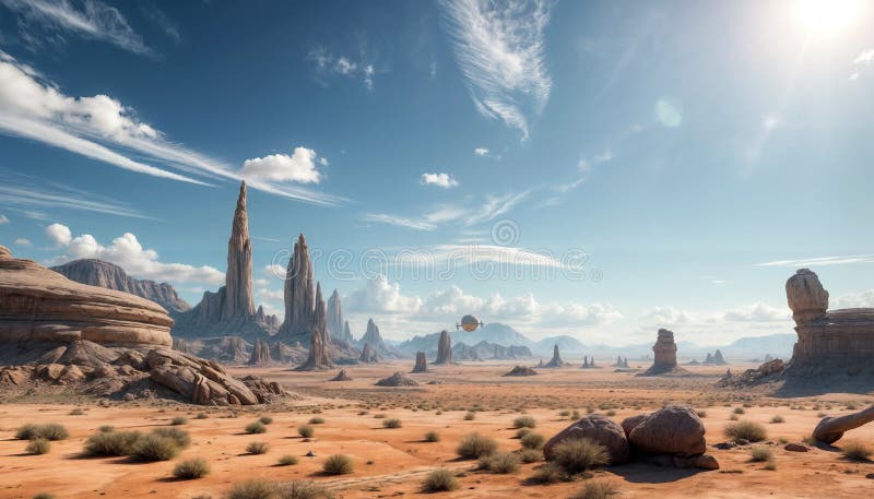 Alien Landscape. Fantasy Landscape with Unusual Landforms Stock ...