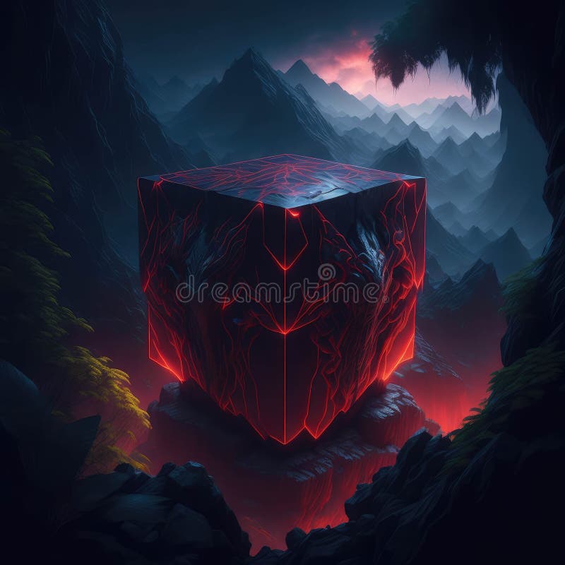 Alien Landscape Forest Mountain Sci-Fi Futuristic Neon Glowing Lights ...