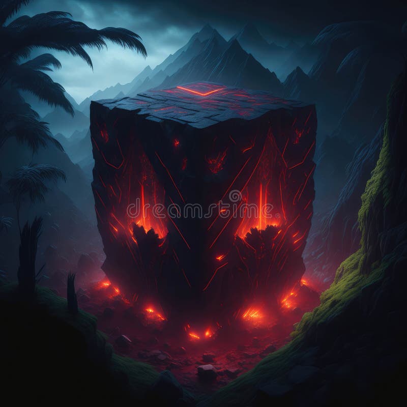 Alien Landscape Forest Mountain Sci-Fi Futuristic Neon Glowing Lights ...