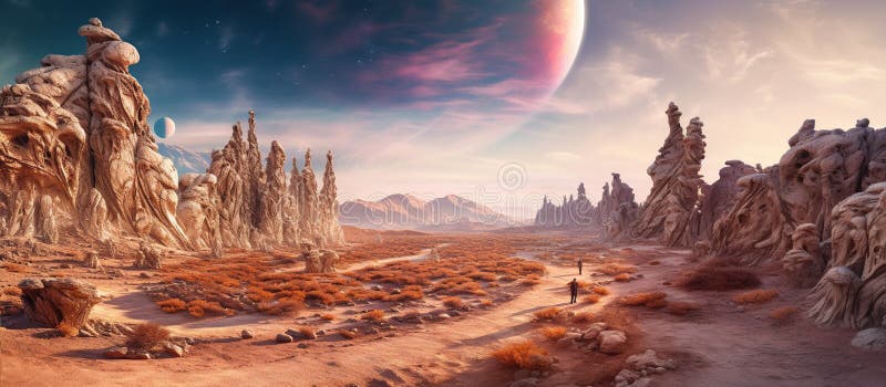 Alien Landscape Generative AI Stock Image - Image of galaxy, fantasy ...