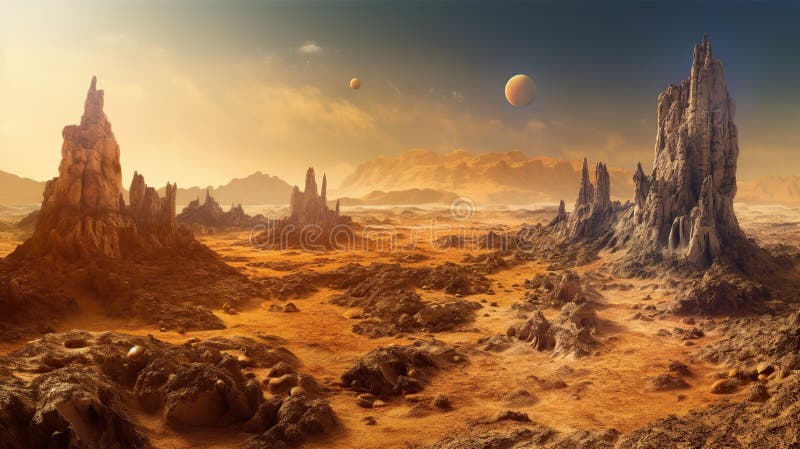 Alien Landscape Generative AI Stock Illustration - Illustration of ...