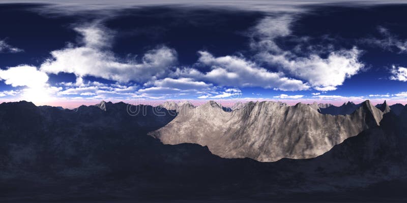 Alien Landscape at Star Rising, HDRI, 3d Rendering Stock Illustration ...