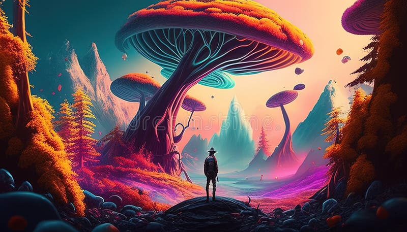 Alien Landscapes Digital Art Illustration, Generative AI Stock ...