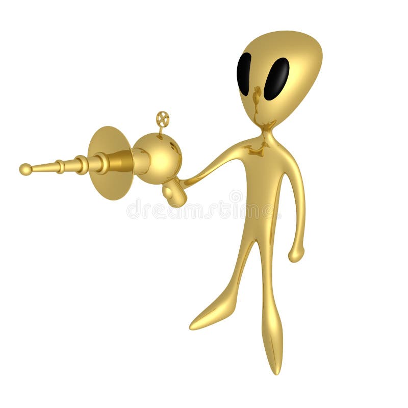 Alien with Lasergun stock illustration. Illustration of gold - 2459046