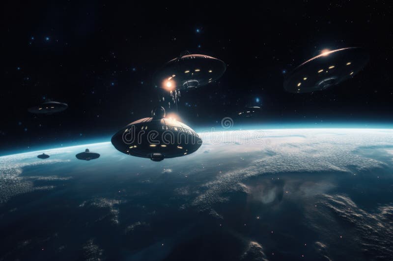 Alien Life Form Floating in Space, with View of Distant Planets and ...