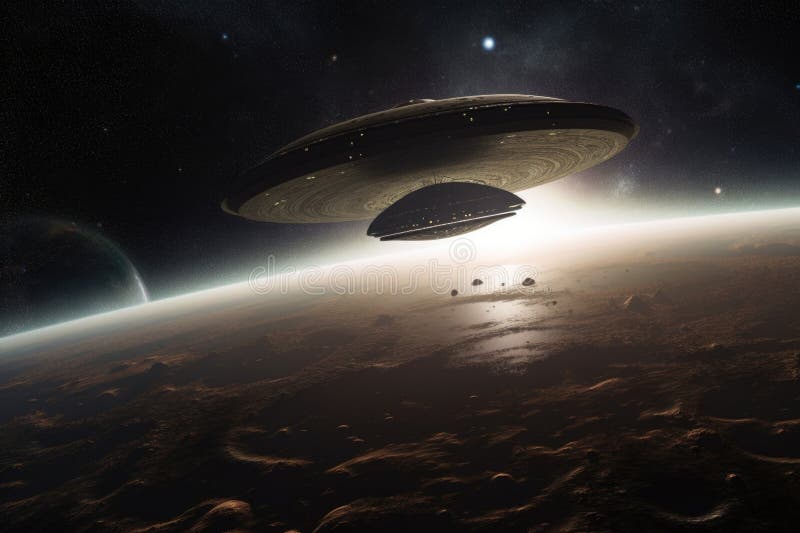 Alien Life Form Floating in Space, with View of Distant Planets and ...