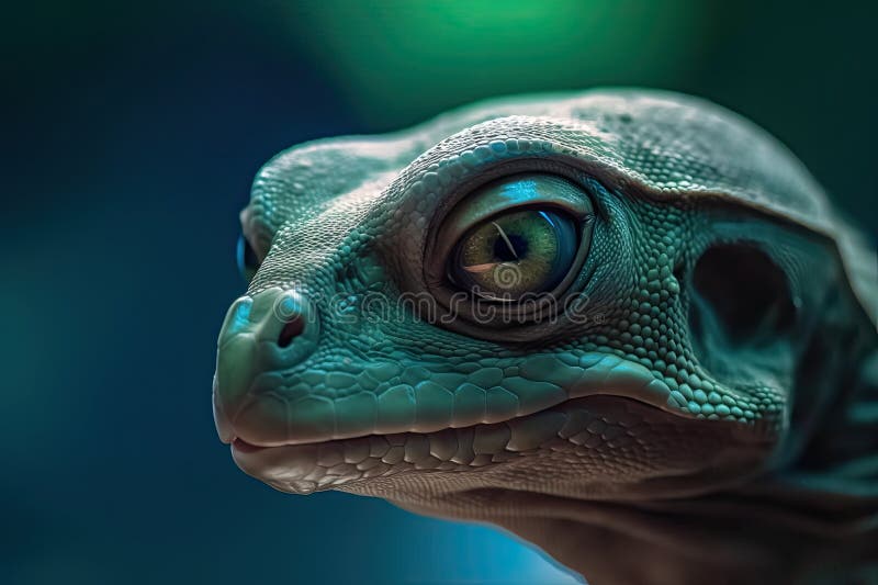 Alien Like Lizard Portrait Close Up. Generative AI Stock Illustration ...