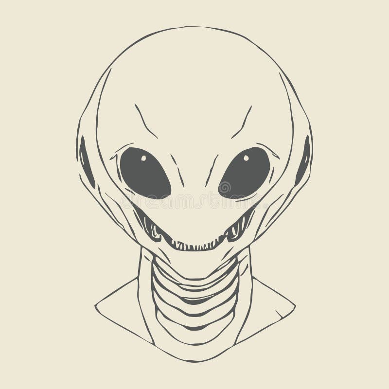 Alien. Line Art. Print for T-shirts, Tattoo Design, Pattern for Covers ...