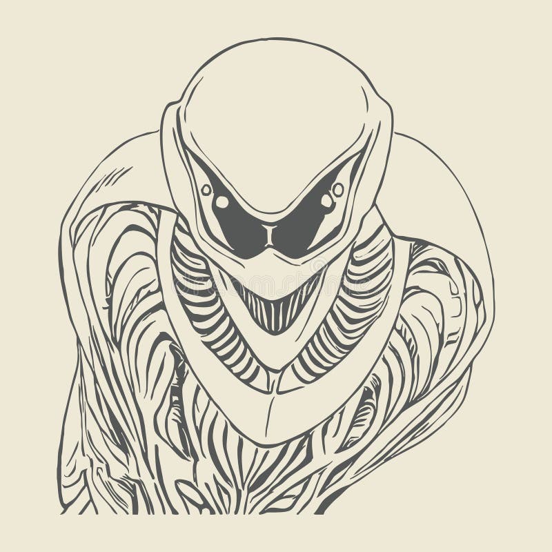Alien. Line Art. Print for T-shirts, Tattoo Design, Pattern for Covers ...