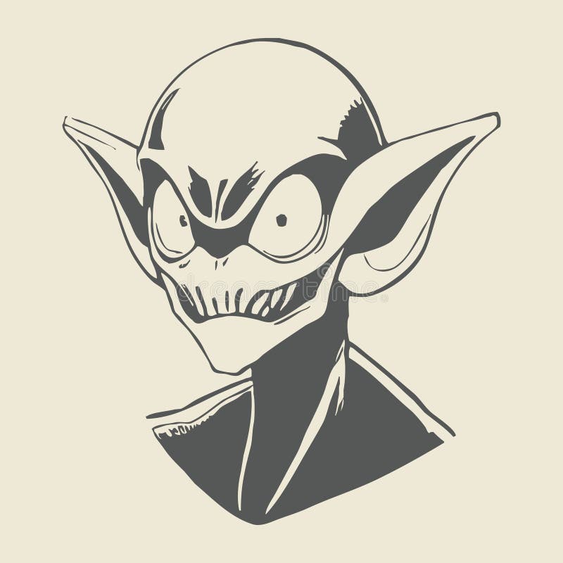 Alien. Line Art. Black and White Illustration. Print for T-shirts ...