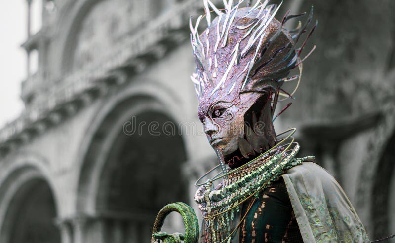 An Alien Mask in St. Mark S Square in Venice Stock Photo - Image of ...