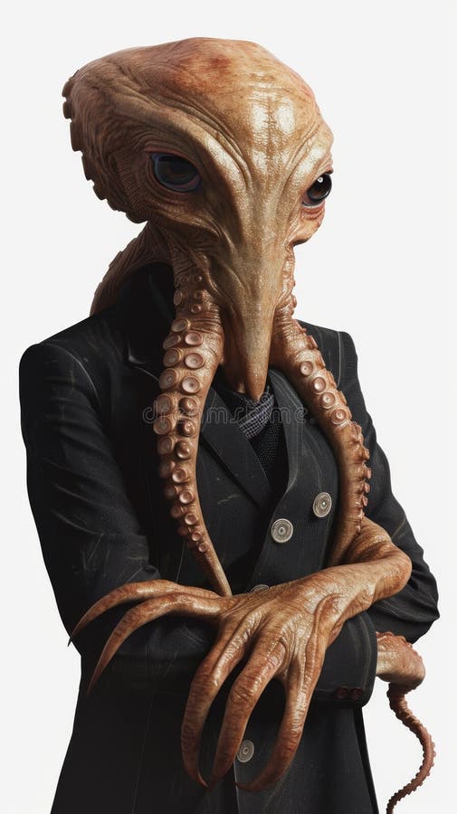 An Alien Mask with Tentacles Holding Up His Arms and the Head of an ...