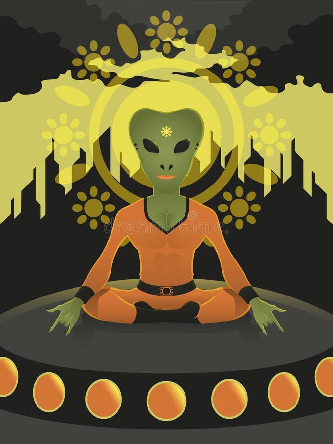 Alien meditation stock vector. Illustration of hinduism - 55382940