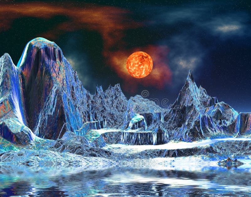 Alien Ice Planet stock illustration. Illustration of horizon - 9374983