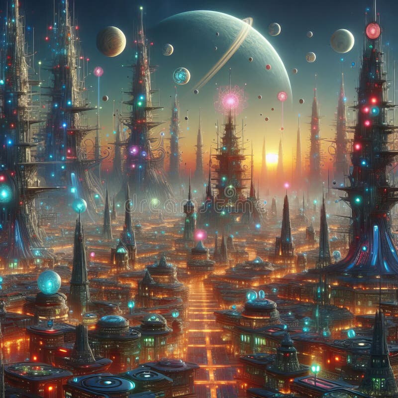 Alien Metropolis a Sprawling Alien City on a Distant Planet with Stock ...