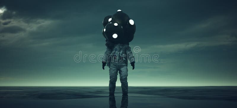 Alien Mind Control Body Snatcher Outer Space Woman Crouching Down Post ...