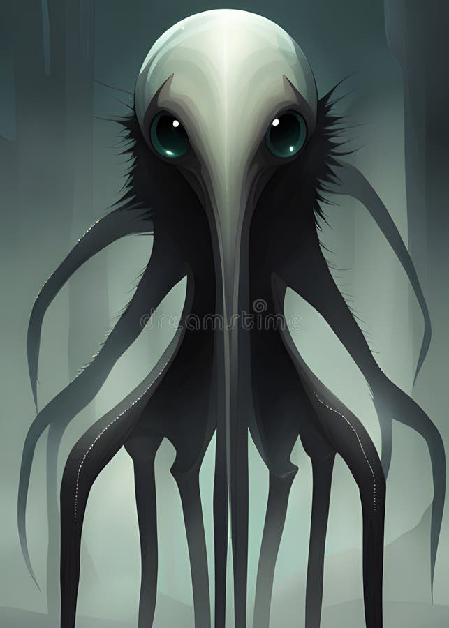 Alien and Monster with Big Eyes, Ai Generated Stock Illustration ...