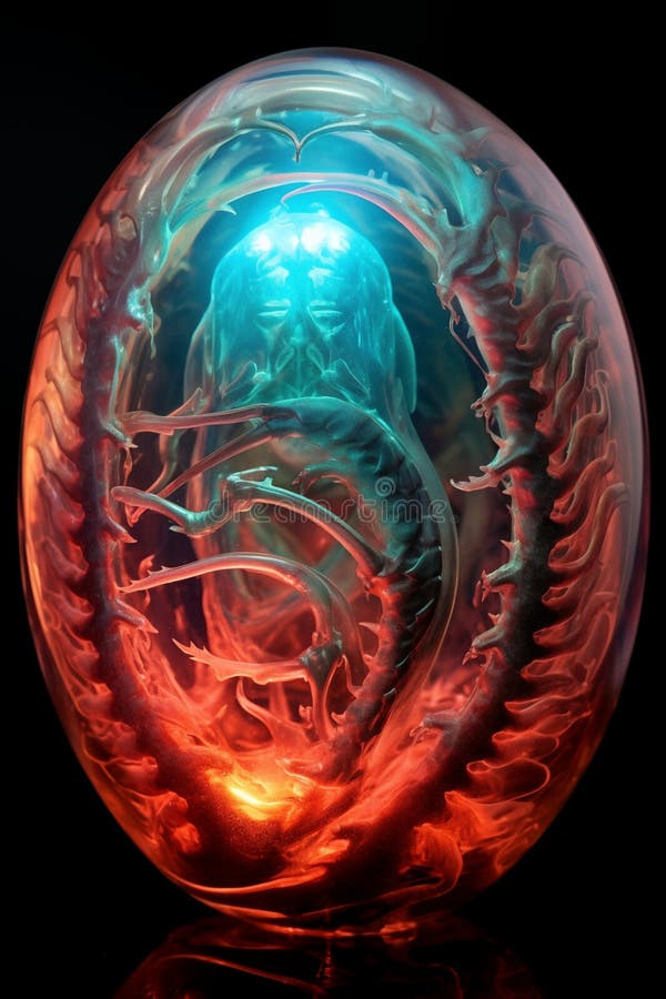 Alien Monster Transparent Egg with Scary Alien Embryo Inside Stock ...