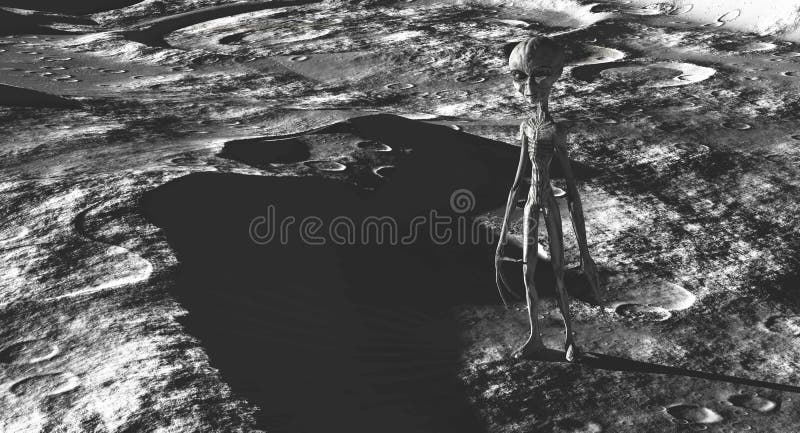 Alien in the Moon, 3D Illustration of an Alien in the Moon Stock ...