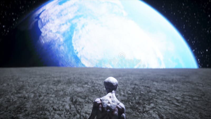 Alien on the Moon. Ufo Concept. 3d Rendering. Stock Video - Video of ...