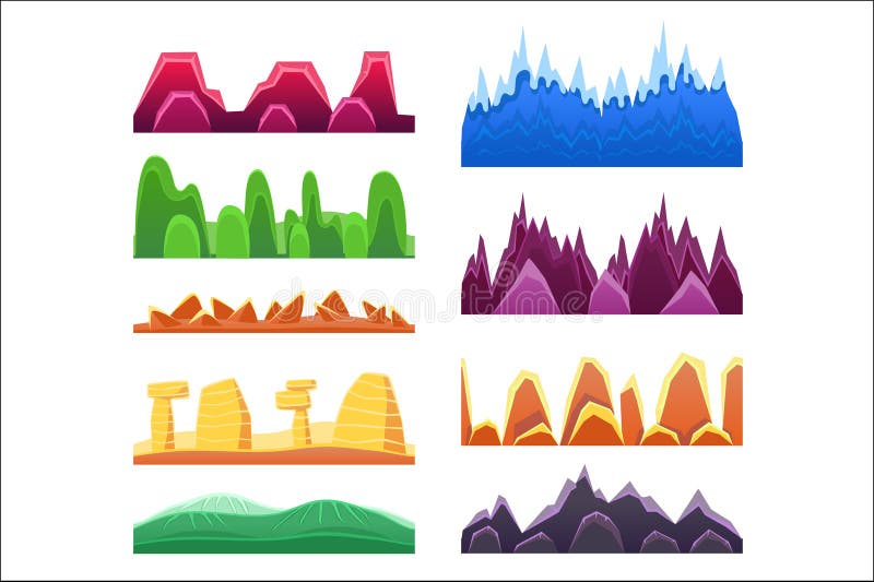 Alien Mountains and Colorful Desert Landscaping Seamless Background ...