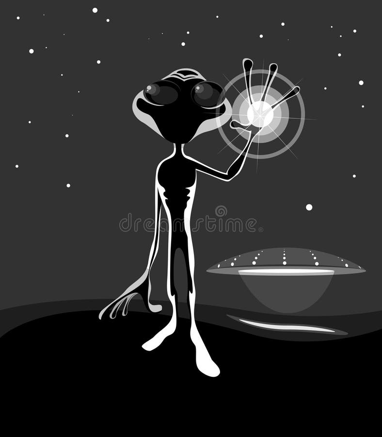 Alien in night stock vector. Illustration of dark, reason - 9267002