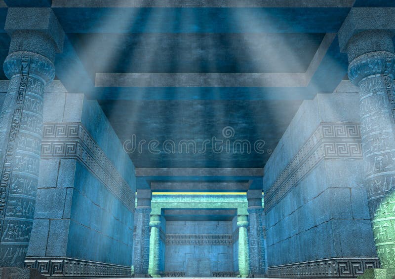 Alien Night Temple Illuminated by the Light of Stars. Stock ...