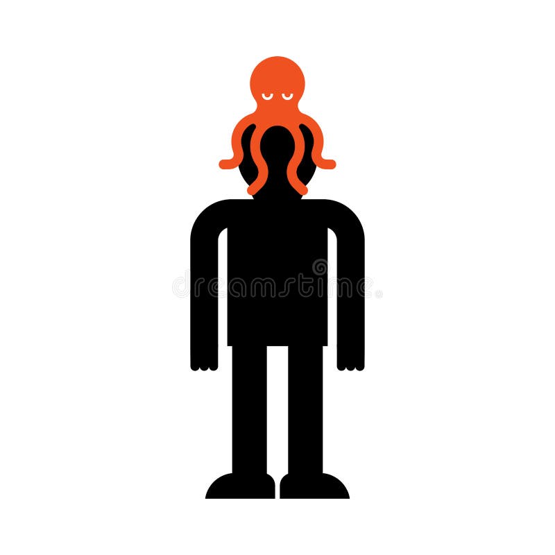 Alien Octopus on Head. Mind Control Stock Vector - Illustration of ...