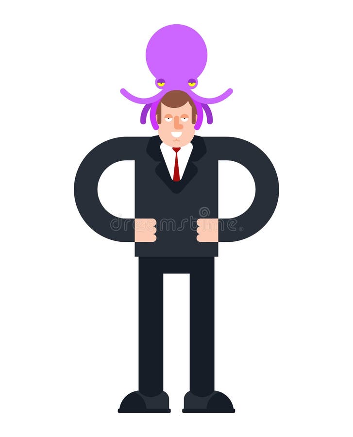 Alien Octopus on Head. Mind Control Stock Vector - Illustration of ...