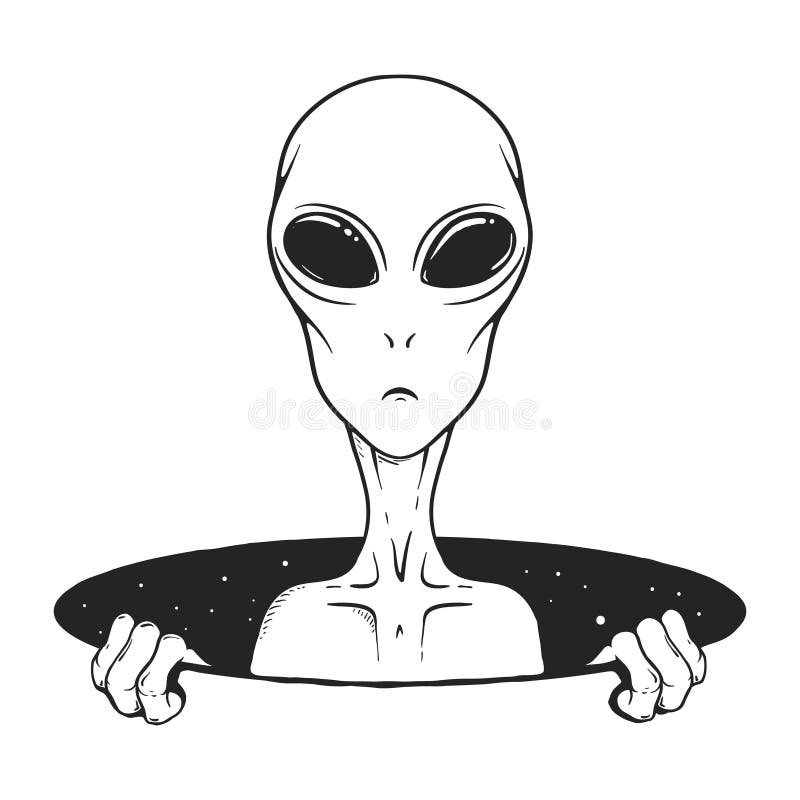 Alien Peeps Out from the Hole of Space Stock Vector - Illustration of ...