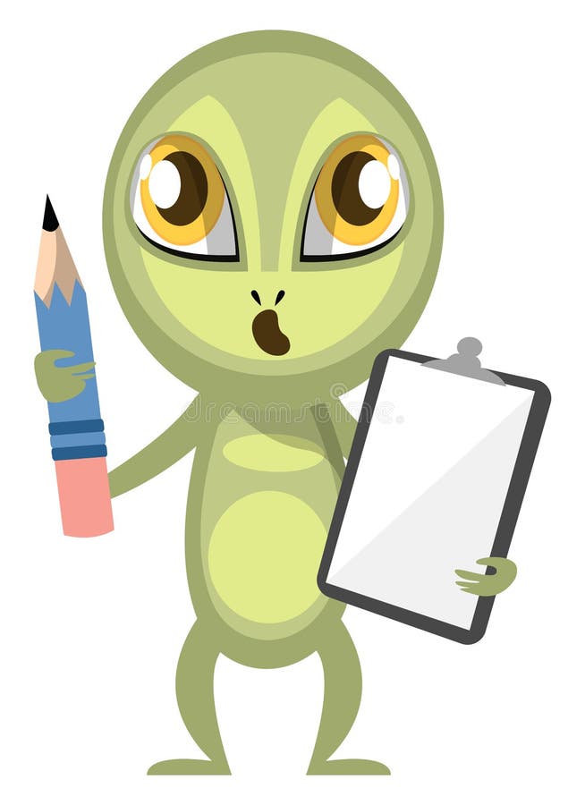 Cartoon Alien On Paper Note, Vector Illustration Stock Vector ...