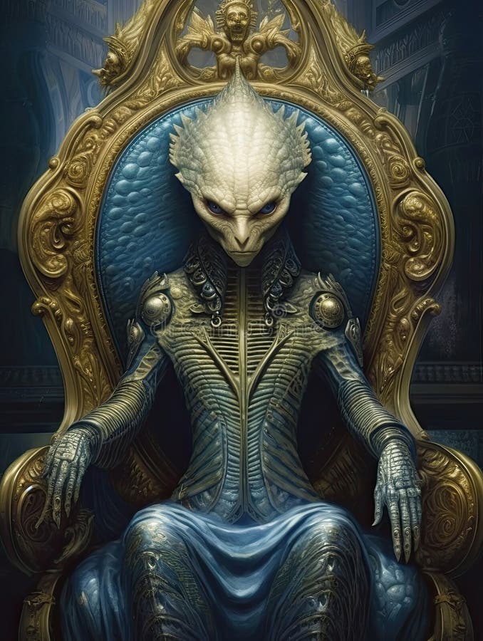 Alien Pharaoh on a Throne Ruling. Stock Illustration - Illustration of ...