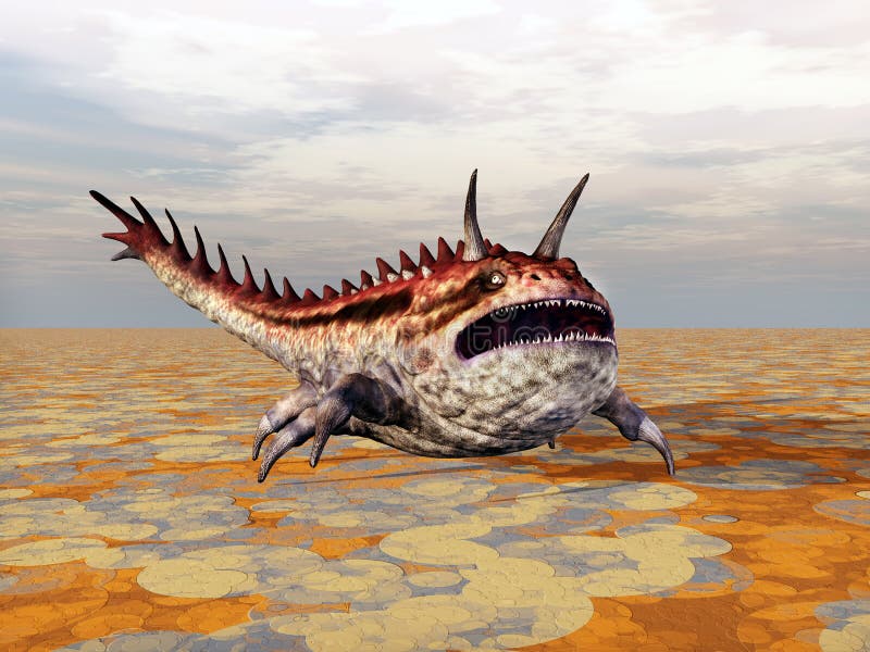 Alien Planet with Alien Creatures Stock Illustration - Illustration of ...