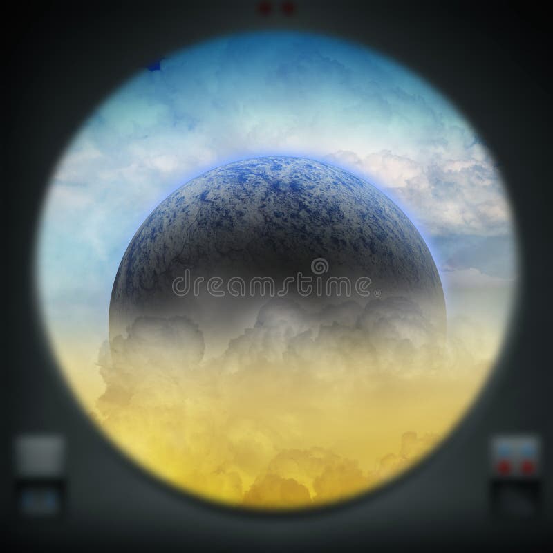 Alien Planet As Seen from a Spaceship Window Stock Illustration ...