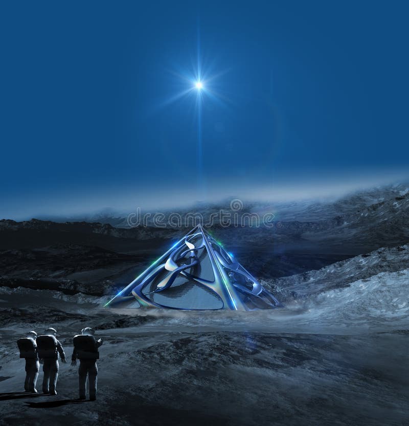Alien Planet with Astronauts and an Alien Pyramid Structure Stock ...