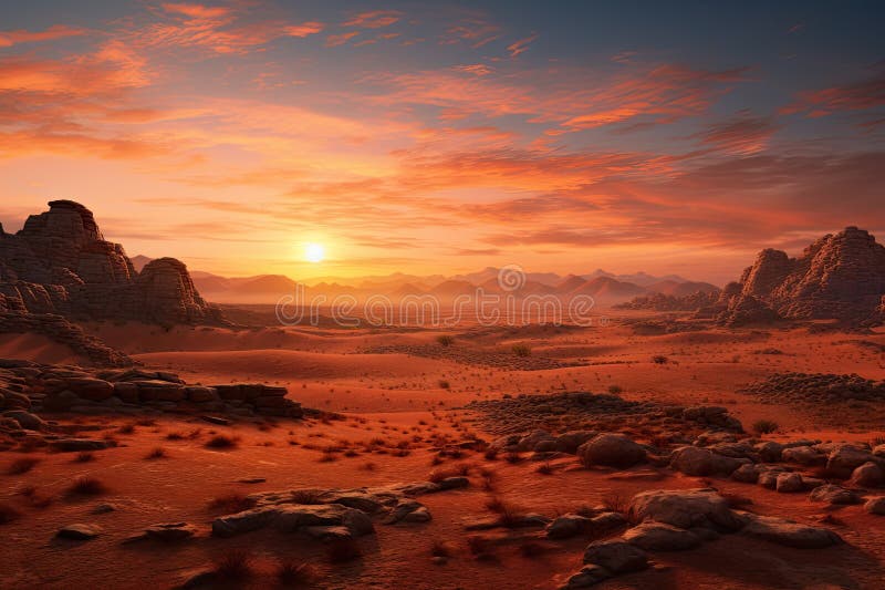 Alien Planet - 3D Rendered Computer Artwork. Rocks and Sand, AI ...