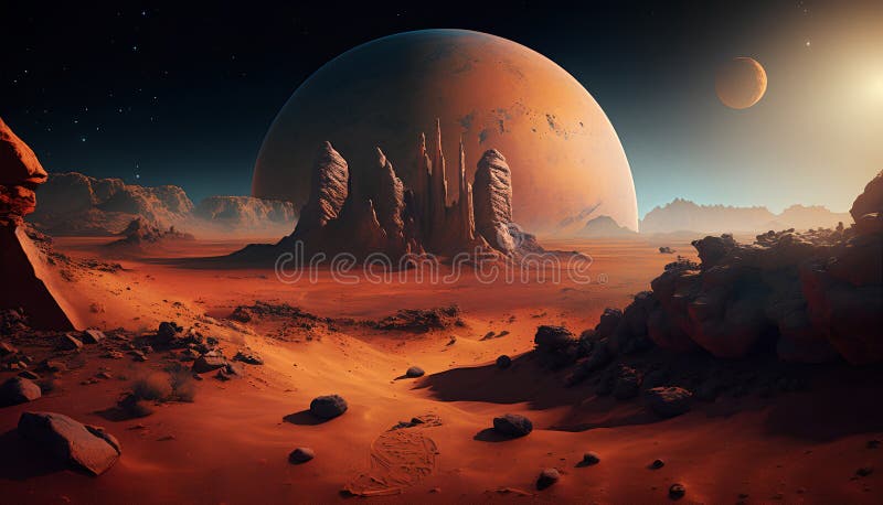 Alien Planet - 3D Rendered Computer Artwork. Rocks and Sand Stock ...
