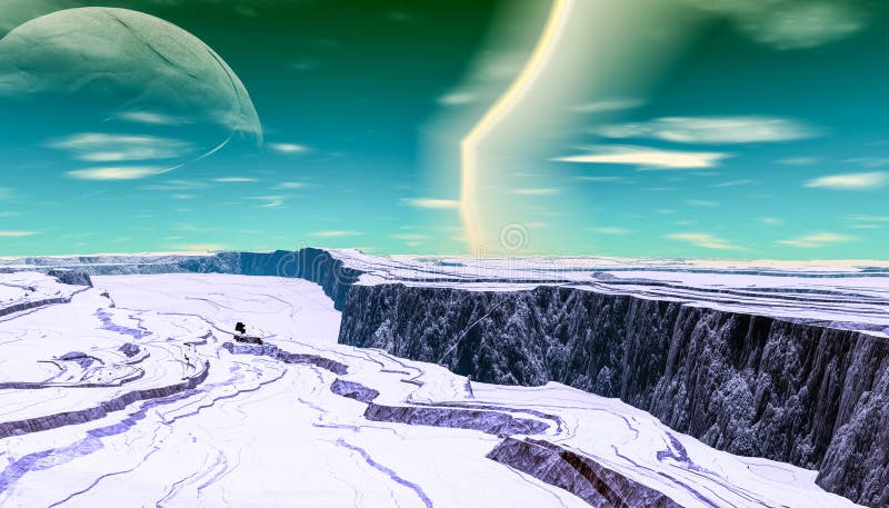 Alien Planet. Desert. 3D Rendering Stock Illustration - Illustration of ...