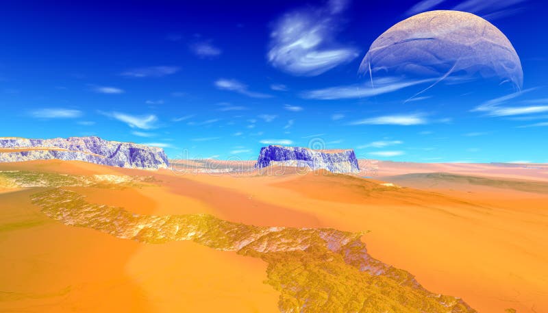 Alien Planet. Desert. 3D Rendering Stock Illustration - Illustration of ...