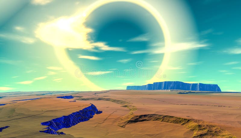 Alien Planet. Desert. 3D Rendering Stock Illustration - Illustration of ...