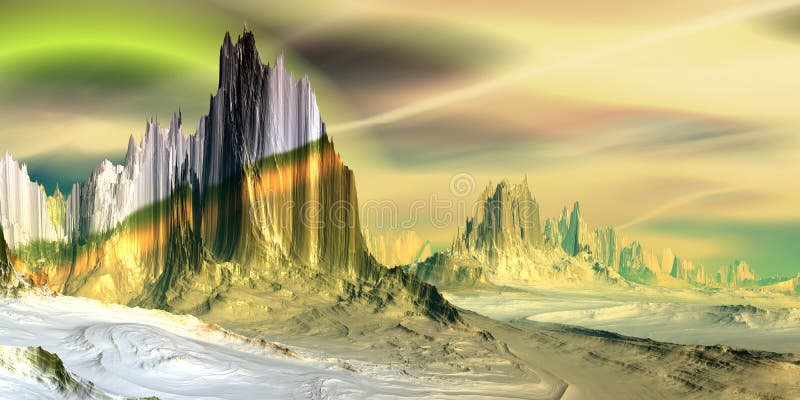 Alien Planet. Desert. 3D Rendering Stock Illustration - Illustration of ...