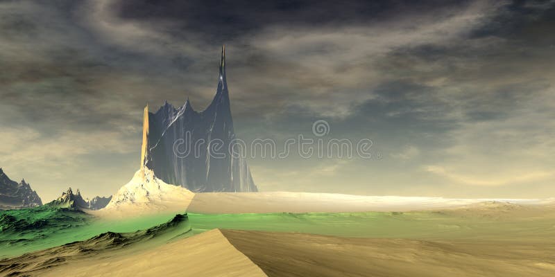 Alien Planet. Desert. 3D Rendering Stock Illustration - Illustration of ...