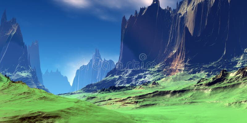 Alien Planet. Desert. 3D Rendering Stock Illustration - Illustration of ...