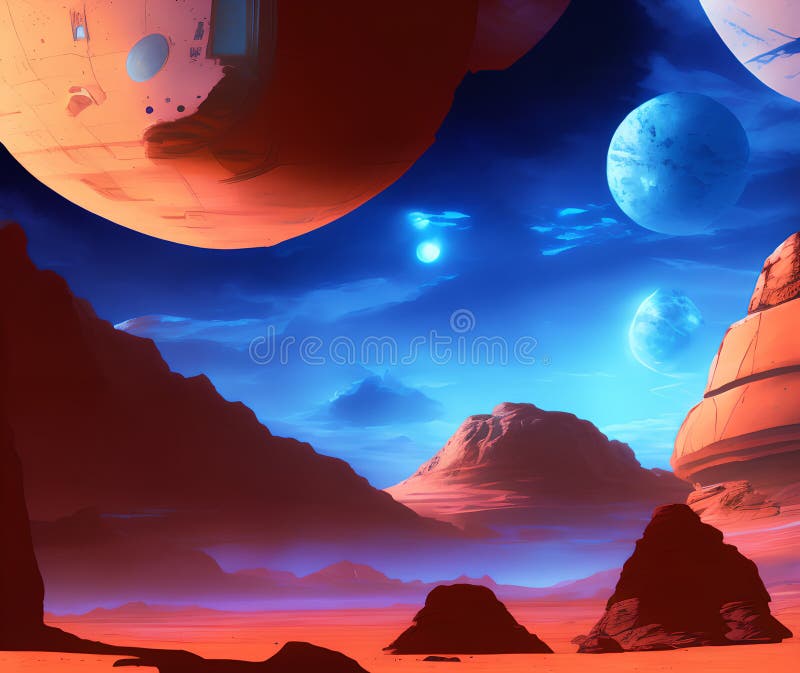 Alien Planet, Generative AI Illustration Stock Illustration ...