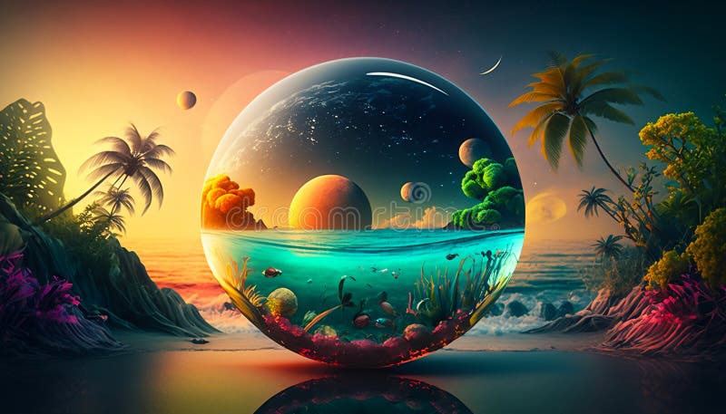 Alien Planet Earth in Space Stock Illustration - Illustration of ...