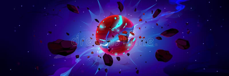 Alien Planet Explode in Space Futuristic Landscape Stock Vector ...
