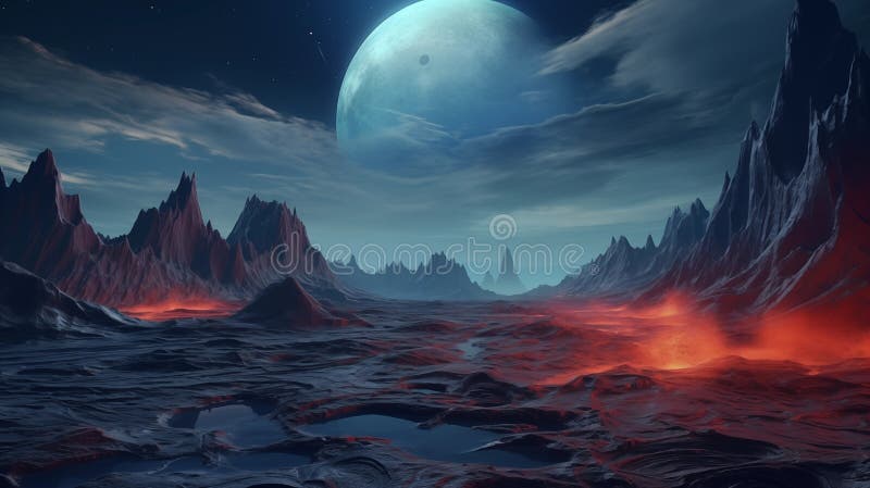 Space Background. Alien Planet Fantasy Landscape. Sci-fi Horizontal ...