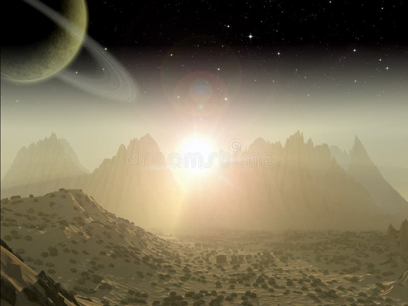 Alien Planet Fantasy Space Scene Stock Illustration - Illustration of ...