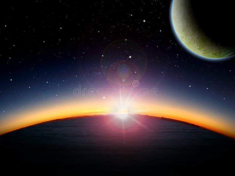 Alien Planet Fantasy Space Scene Stock Illustration - Illustration of ...