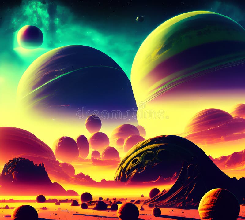 Alien Planet, Generative AI Illustration Stock Illustration ...